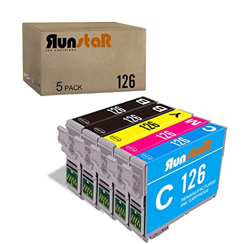 Run Star Remanufactured 126 Ink Cartridge Replacement for Epson 126 T126 use for Workforce 435 520 545 635 645 WF-3520 WF-3530 WF-3540 WF-7010 WF-7510 WF-7520 Stylus NX430 Printer, 5 Pack