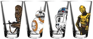 star wars classic pint glass set - 16 oz. glass capacity - set of 4 glasses - classic shape