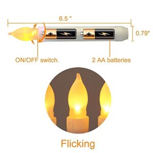 Raycare 12 PCS Battery Operated LED Taper Candles and 24 PCS Batteries (Last up to 800 Hours), Flameless Taper Candles with Flickering Warm White Light