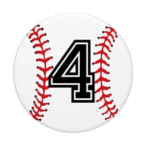 Baseball Player Jersey Number #4 | Baseball Gifts PopSockets PopGrip: Swappable Grip for Phones & Tablets