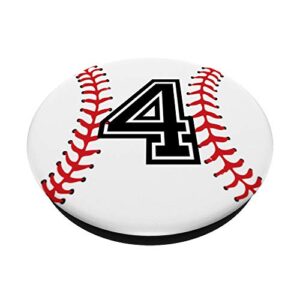 Baseball Player Jersey Number #4 | Baseball Gifts PopSockets PopGrip: Swappable Grip for Phones & Tablets