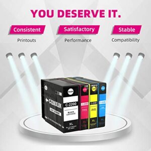 PGI-2200XL Compatible Canon PGI 2200 XL Pigment Ink Cartridges Work for Canon Maxify MB5420 MB5120 MB5320 MB5020 iB4120 iB4020 Printers (Black/Cyan/Magenta/Yellow, 4-Pack)