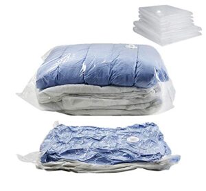 vicarko space saver vacuum seal storage bags, for cloths, comforters and blankets, compression bags, combo 6 -pack (4 large, 2 jumbo), white