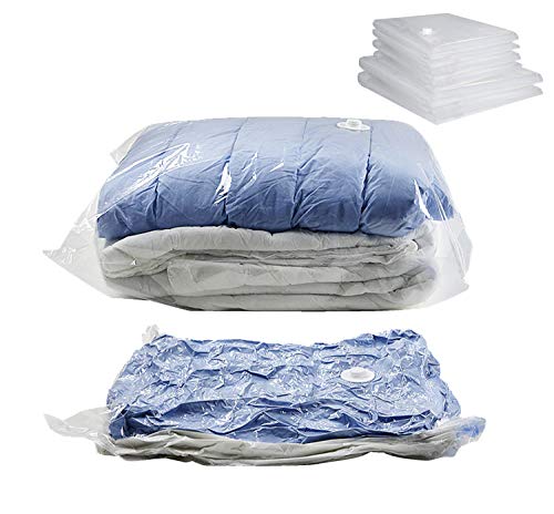 VICARKO Space Saver Vacuum Seal Storage Bags, for Cloths, Comforters and Blankets, Compression Bags, Combo 6 -Pack (4 Large, 2 Jumbo), White