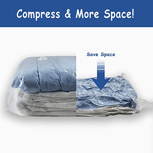 VICARKO Space Saver Vacuum Seal Storage Bags, for Cloths, Comforters and Blankets, Compression Bags, Combo 6 -Pack (4 Large, 2 Jumbo), White