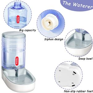 Lucky-M Pets Automatic Feeder and Waterer Set,Dogs Cats Food Feeder and Water Dispenser 3.8L,2 in 1 Cat Food Water Dispensers for Small Medium Big Pets (Gray)