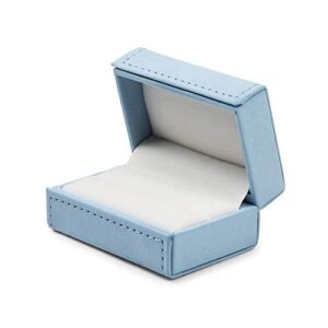 Oirlv Blue Leather Double Rings Box Couple Rings Bearer Case for Wedding,Proposal,Engagement.