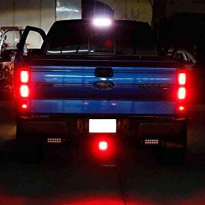 iJDMTOY Smoked Lens 15-LED Tow Hitch Receiver Brake Tail Light w/Strobe Feature Compatible With Truck SUV Trailer Equipped Class 3/4/5 2-Inch Towing Adapter Hole