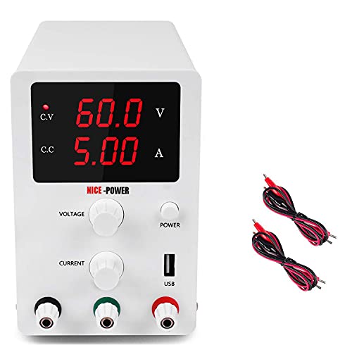 NICE-POWER DC Power Supply Adjustable Variable 3Digital LED Display Adjustable Regulated Switching Lab Bench Power Supply Digital (60V 5A)