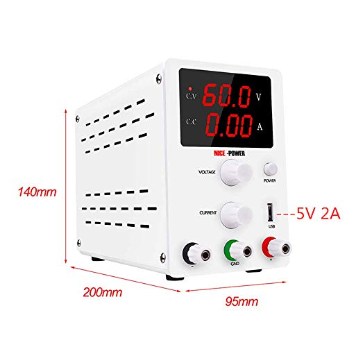 NICE-POWER DC Power Supply Adjustable Variable 3Digital LED Display Adjustable Regulated Switching Lab Bench Power Supply Digital (60V 5A)