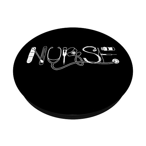 Nurse Typography Retro Healthcare Items Tools Nursing Gift PopSockets PopGrip: Swappable Grip for Phones & Tablets