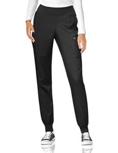 wonderwink w123 women’s comfort waist cargo jogger pant — black, large