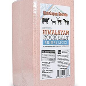 Himalayan Secrets 8.8LB (4KG) Compressed Pink Himalayan Salt Animal Lick Brick for Livestock and Wildlife - 100% Pure & Natural Feed Salt - 84 Natural Minerals and Trace Elements