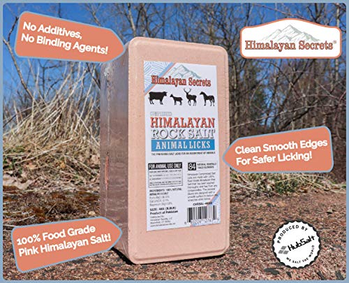 Himalayan Secrets 8.8LB (4KG) Compressed Pink Himalayan Salt Animal Lick Brick for Livestock and Wildlife - 100% Pure & Natural Feed Salt - 84 Natural Minerals and Trace Elements