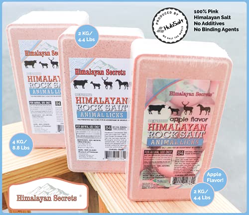 Himalayan Secrets 8.8LB (4KG) Compressed Pink Himalayan Salt Animal Lick Brick for Livestock and Wildlife - 100% Pure & Natural Feed Salt - 84 Natural Minerals and Trace Elements