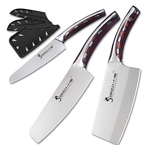 4cr14 Stainless Steel Kitchen Knife Set Resin Fibre Handle Cutlery Knife Seamless Welding Utility Chopping Chef Cooking Knife