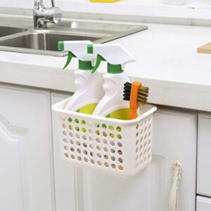 Desktop Hanging Bathroom Hollowed Out Multifunction Practical Laundry Storage Basket (White)