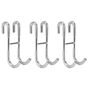 simtive shower door hooks (3-pack), over door hooks for bathroom frameless glass shower door, towel hooks, shower squeegee hooks, silver