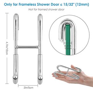 Simtive Shower Door Hooks (3-Pack), Over Door Hooks for Bathroom Frameless Glass Shower Door, Towel Hooks, Shower Squeegee Hooks, Silver