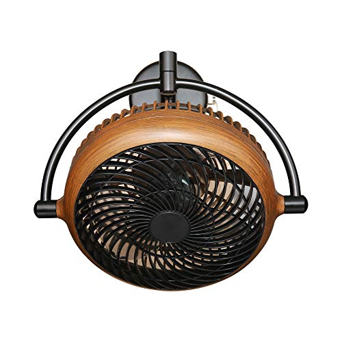 Parrot Uncle Wall Mount Fans Pull in Ceiling Fan with Folding Arm Cord with Plug, 10 Inch, Walnut Color