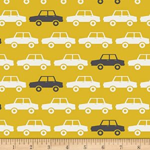 art gallery fabrics art gallery day trip parallel parking fabric, yellow