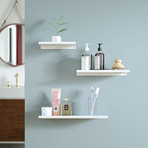 SRIWATANA White Metal Wall Shelves, Floating Shelves Wall Mounted Set of 3 for Bedroom, Living Room, Bathroom, Kitchen, Matte White