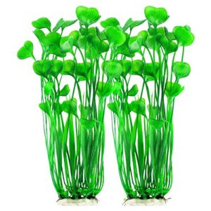 mylifeunit plastic fish tank plants, 2 pack artificial tall aquarium plants for fish tank decor, 15.75 inches (green)