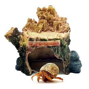 reptile hideout cave,lizard hiding cave resin rock hideaway habitat aquarium decor for amphibians lizard hermit crab gecko spider frog betta fish crayfish