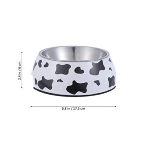 POPETPOP Cute Dog Bowls with Removable Stainless Steel Bowl-Durable and Non-Skid Stainless Steel Dog and Cats Bowls 2 in 1 Pet Bowls-Cow Medium