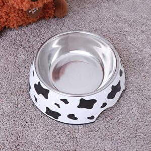 POPETPOP Cute Dog Bowls with Removable Stainless Steel Bowl-Durable and Non-Skid Stainless Steel Dog and Cats Bowls 2 in 1 Pet Bowls-Cow Medium