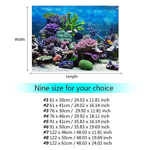 Aquarium Fish Tank Poster Underwater Marine Coral Background Poster Thicken PVC Adhesive Fish Tank Backdrop Static Cling(6130cm)