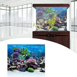 Aquarium Fish Tank Poster Underwater Marine Coral Background Poster Thicken PVC Adhesive Fish Tank Backdrop Static Cling(6130cm)