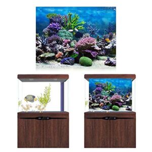 Aquarium Fish Tank Poster Underwater Marine Coral Background Poster Thicken PVC Adhesive Fish Tank Backdrop Static Cling(6130cm)