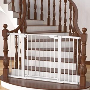 Mom's Choice Awards Winner-Cumbor 29.7"-51.5" Baby Gate Extra Wide, Easy Walk Thru Dog Gate for The House, Auto Close Safety Pet Gates for Stairs, Doorways, Child Gate Includes 4 Wall Cups,White