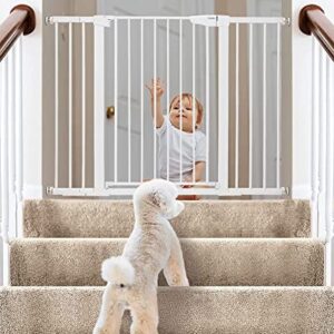 Mom's Choice Awards Winner-Cumbor 29.7"-51.5" Baby Gate Extra Wide, Easy Walk Thru Dog Gate for The House, Auto Close Safety Pet Gates for Stairs, Doorways, Child Gate Includes 4 Wall Cups,White