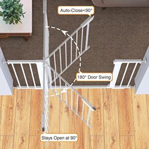 Mom's Choice Awards Winner-Cumbor 29.7"-51.5" Baby Gate Extra Wide, Easy Walk Thru Dog Gate for The House, Auto Close Safety Pet Gates for Stairs, Doorways, Child Gate Includes 4 Wall Cups,White