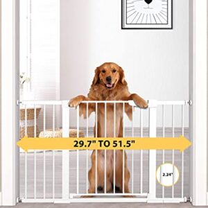 Mom's Choice Awards Winner-Cumbor 29.7"-51.5" Baby Gate Extra Wide, Easy Walk Thru Dog Gate for The House, Auto Close Safety Pet Gates for Stairs, Doorways, Child Gate Includes 4 Wall Cups,White