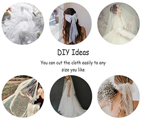 Table Runner Wedding Arch Decorations Table Line Bridal Shower Decor Fabric Romantic Pearl Lace Tablecloth for Events Embroidered Sheer Wrinkle Free White Dessert Table Cloth Chiffon Tulle White