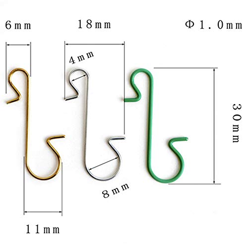 RuiLing 100pcs Metal S Hooks DIY Christmas Tree Decoration Pendants Ornaments Hanging Hooks Multi-Function S-Shaped Hook Hanger Green