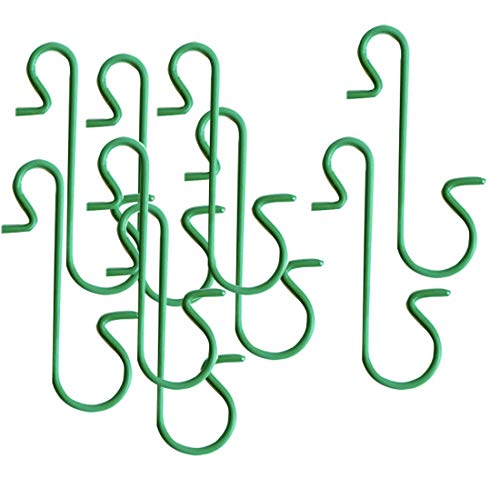 RuiLing 100pcs Metal S Hooks DIY Christmas Tree Decoration Pendants Ornaments Hanging Hooks Multi-Function S-Shaped Hook Hanger Green