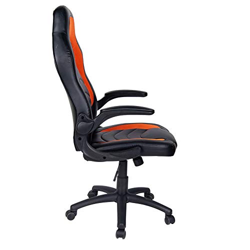 Polar Aurora Office Chair Leather Desk High Back Ergonomic Adjustable Racing Chair Task Swivel Executive Computer Chair (Orange)