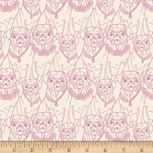 art gallery fabrics art gallery joie de vivre pug ville rose fabric, beige