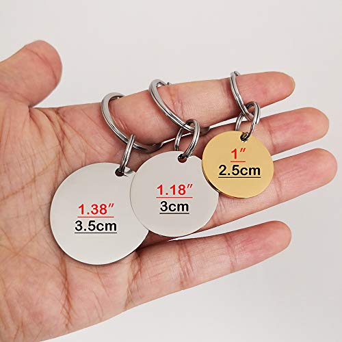 YiXiEr Cute Custom Pet ID Tags, Dog Tag and Cat Tag Personalized Engraved Double Sided - Round Stainless Steel