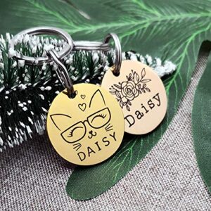 YiXiEr Cute Custom Pet ID Tags, Dog Tag and Cat Tag Personalized Engraved Double Sided - Round Stainless Steel