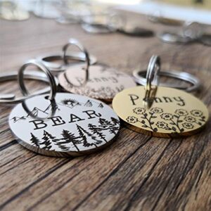 YiXiEr Cute Custom Pet ID Tags, Dog Tag and Cat Tag Personalized Engraved Double Sided - Round Stainless Steel