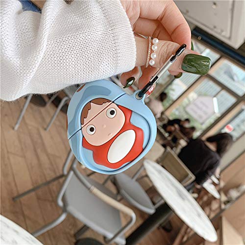 Ultra Thick Soft Silicone Goldfish Case with Bag Hook Clip for Apple Airpods 1 2 1st 2nd Generation Wireless Earbuds 3D Cartoon Anime Character Kawaii Fun Cool Lovely Women Girls Daughter