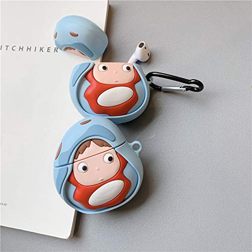 Ultra Thick Soft Silicone Goldfish Case with Bag Hook Clip for Apple Airpods 1 2 1st 2nd Generation Wireless Earbuds 3D Cartoon Anime Character Kawaii Fun Cool Lovely Women Girls Daughter