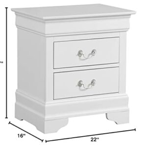 Glory Furniture Louis Phillipe , White Nightstand, 24" H X 22" W X 16" D