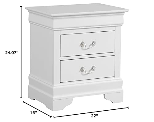 Glory Furniture Louis Phillipe , White Nightstand, 24" H X 22" W X 16" D