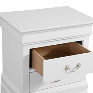 Glory Furniture Louis Phillipe , White Nightstand, 24" H X 22" W X 16" D